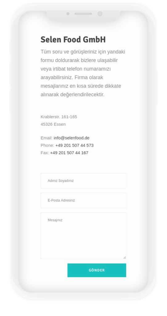 Selen Food Website – Tutusmedia GmbH